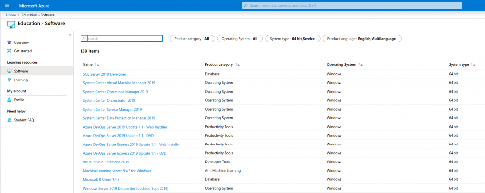 Microsoft Azure Dev Tools for Teaching